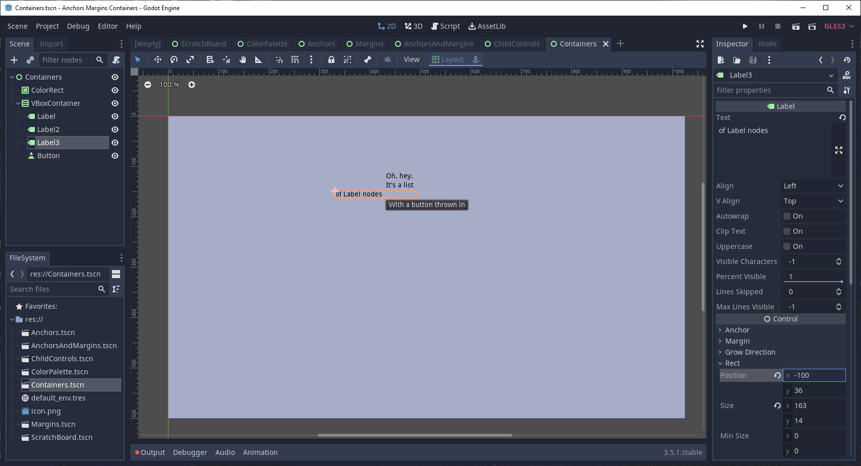 Anchors and Margins and Containers, Godot My! – Josh Anthony