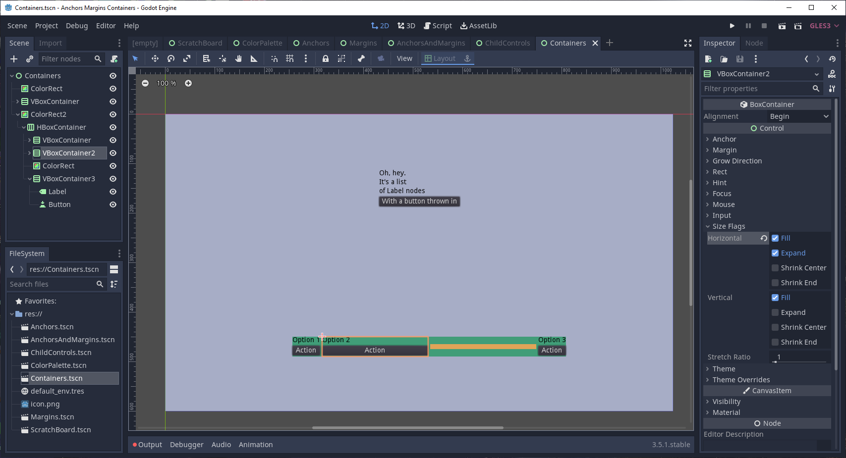 Anchors and Margins and Containers, Godot My! – Josh Anthony