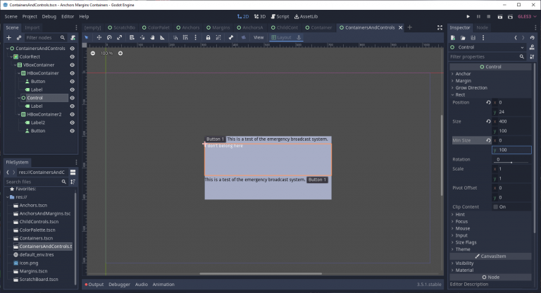 Anchors and Margins and Containers, Godot My! – Josh Anthony