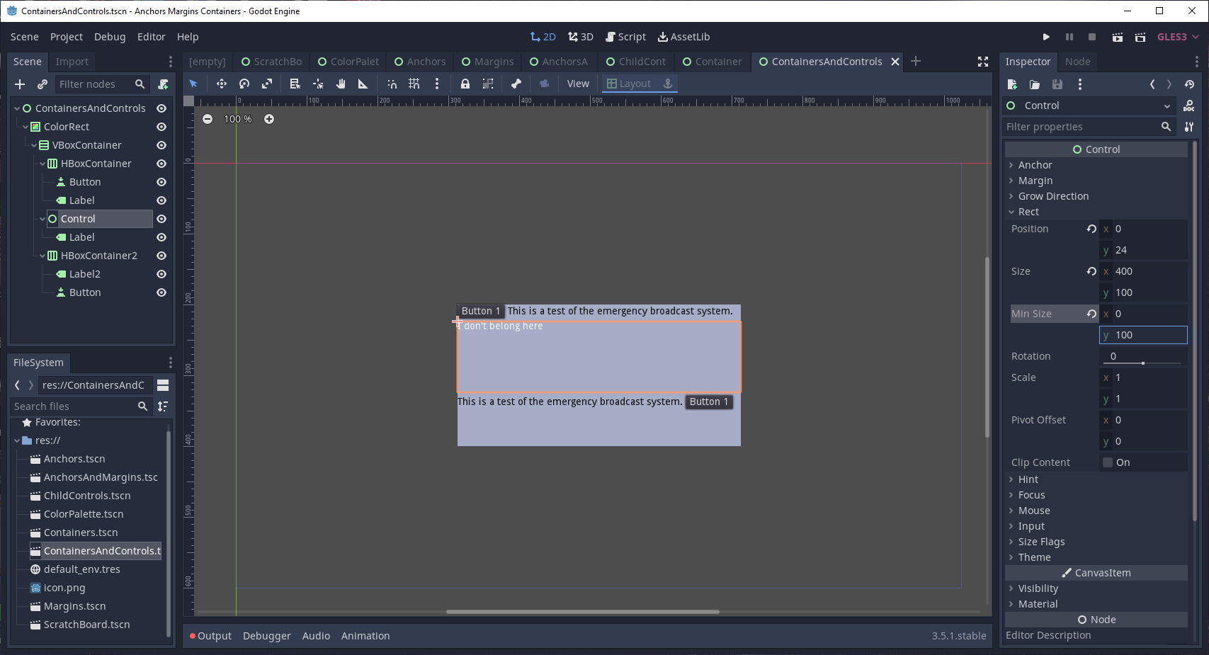 Anchors and Margins and Containers, Godot My! – Josh Anthony