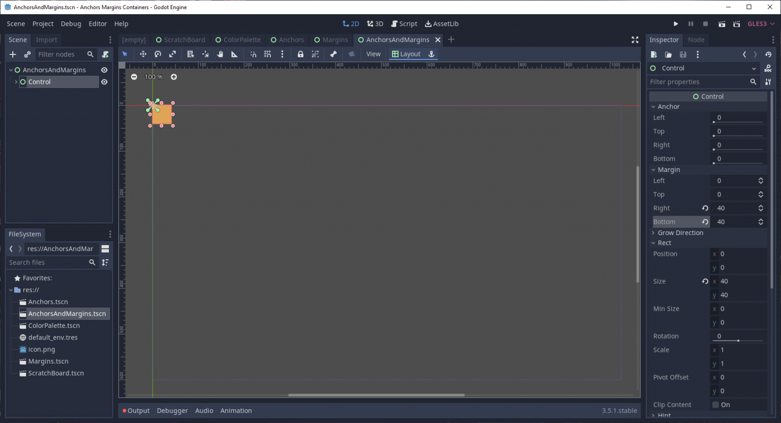 Anchors and Margins and Containers, Godot My! – Josh Anthony